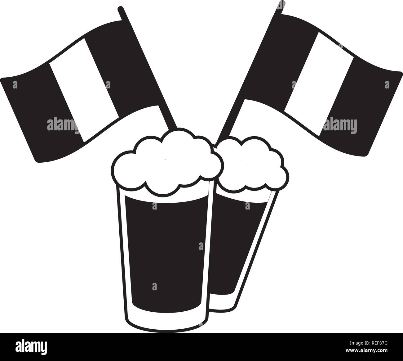 two beer glasses flags on white background vector illustration Stock ...