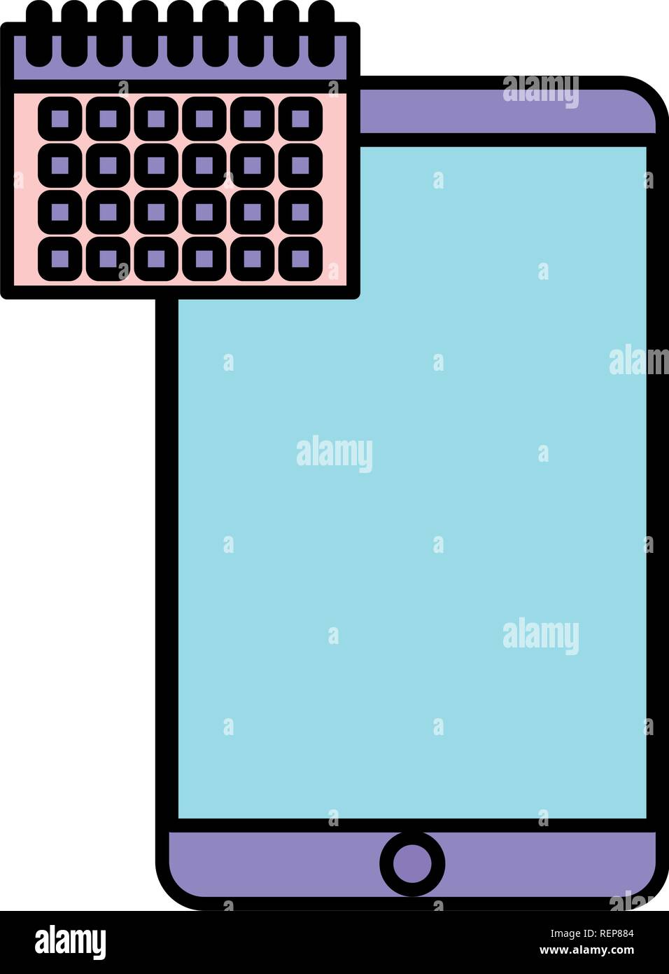 Calendar and Smartphone device Over white background, vector ...