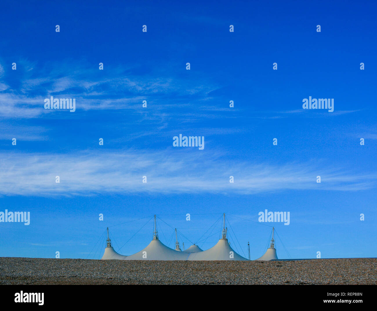 Landscape view of the Skyline Pavilion of Butlins from the beach at low ...