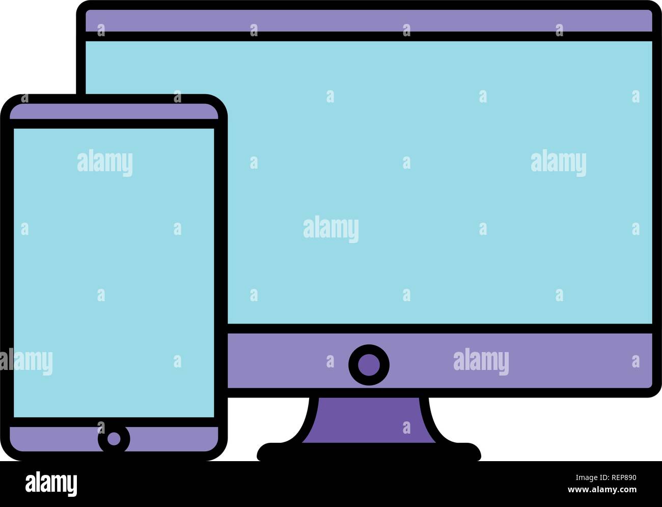 computer and smartphone Over white background, vector illustration ...