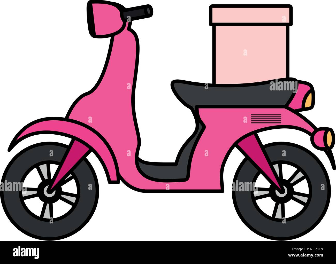 Motorcycle with a box over white background, vector illustration Stock ...