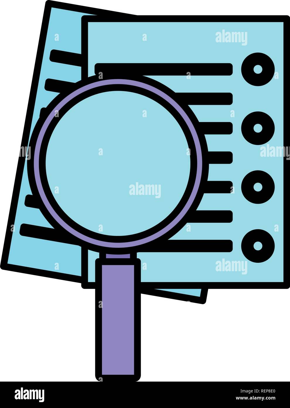 Magnifying glass and checklist Over white background, vector ...