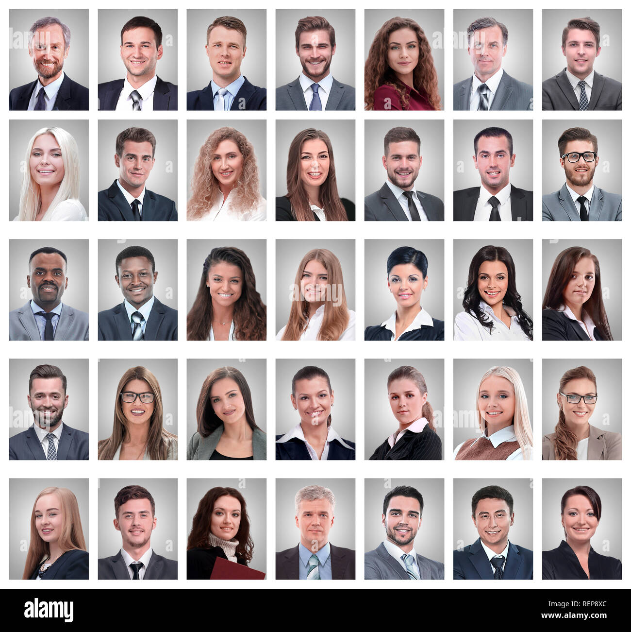 collage of portraits of successful young businessmen Stock Photo - Alamy