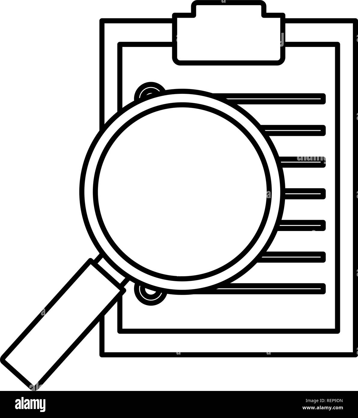 Magnifying glass and checklist Over white background, vector ...