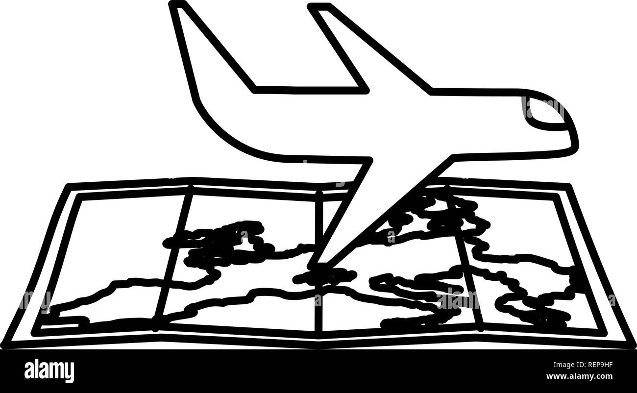 Airplane and map Over white background, vector illustration Stock ...