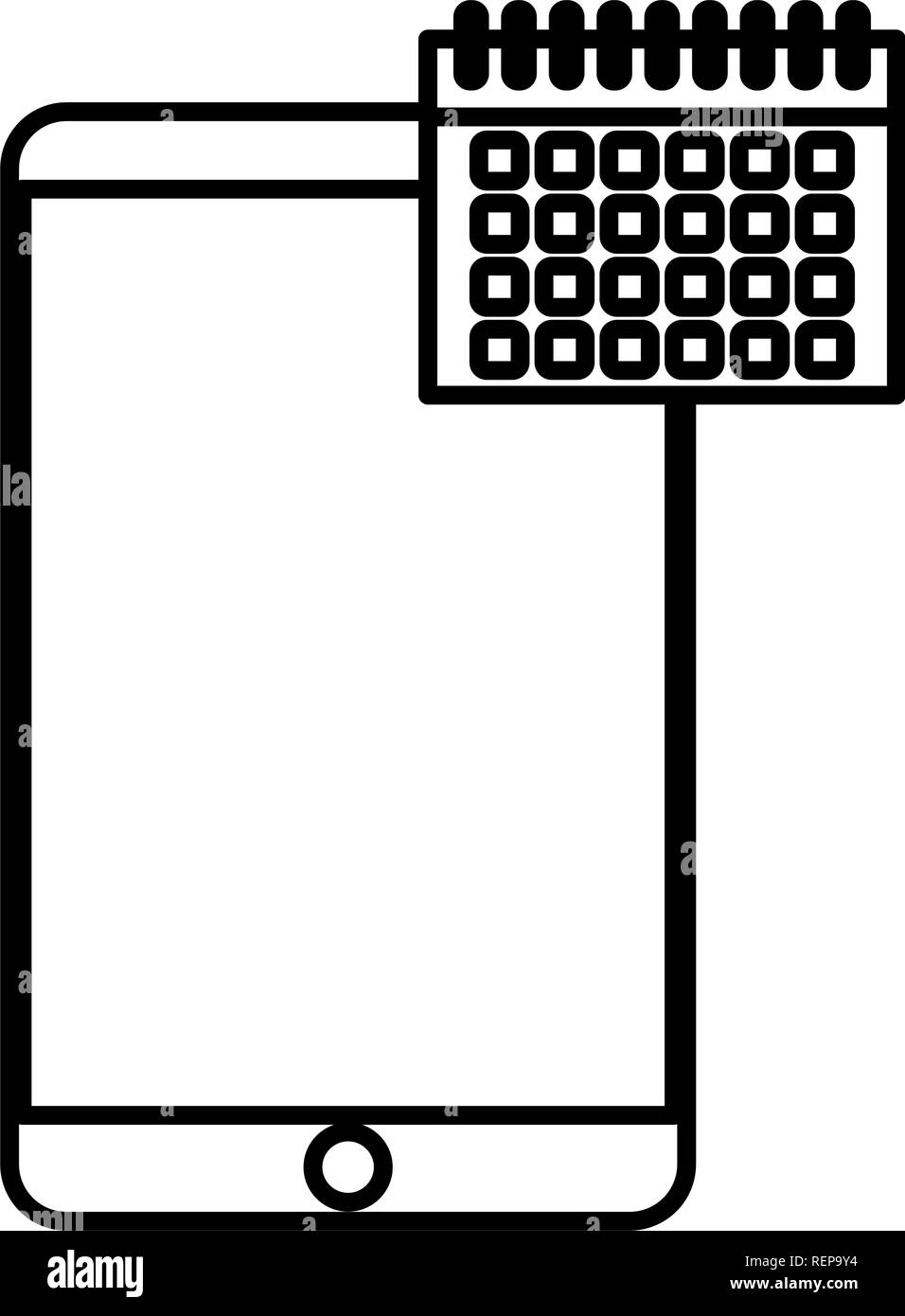 Calendar and Smartphone device Over white background, vector ...