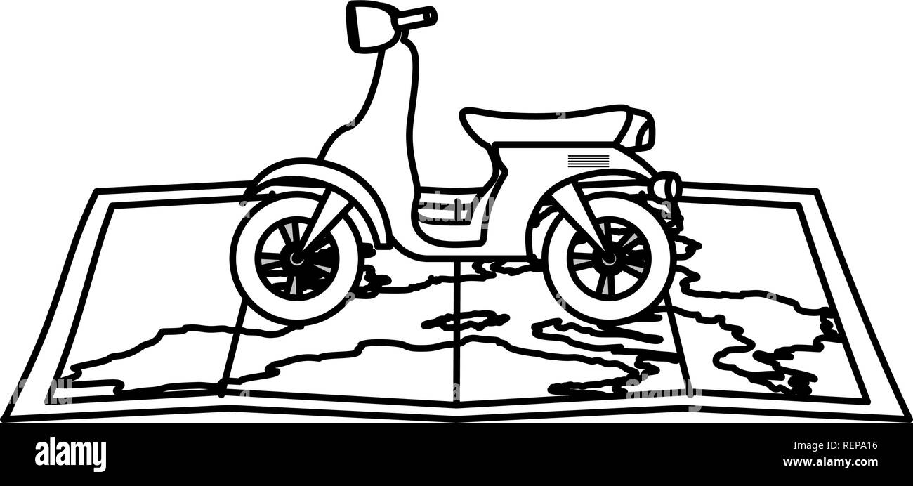 Motorcycle on a map over white background, vector illustration Stock ...
