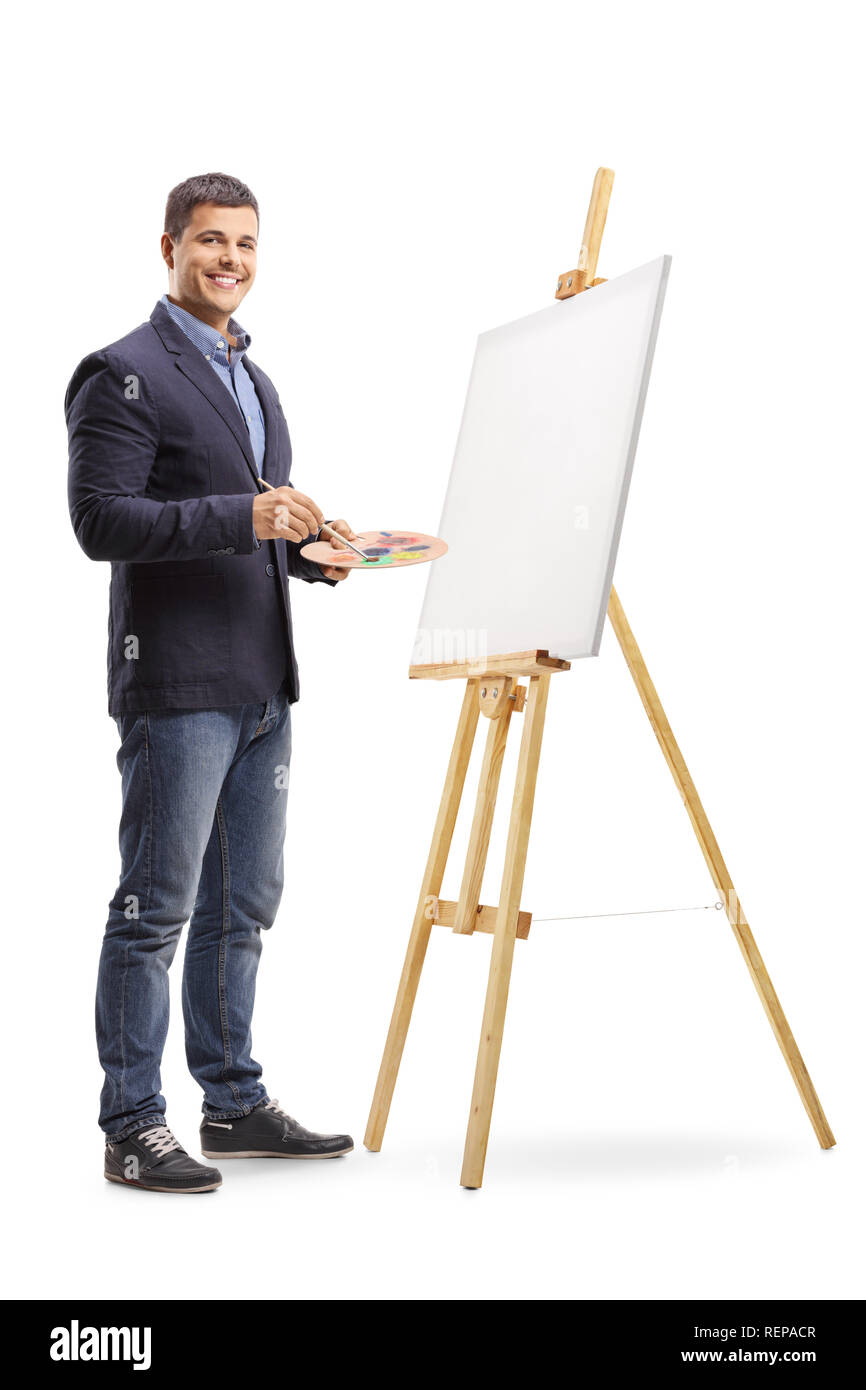 Happy man paint brush hi-res stock photography and images - Alamy