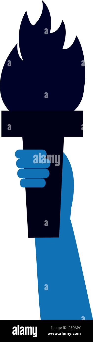 hand with torch on white background vector illustration Stock Vector ...