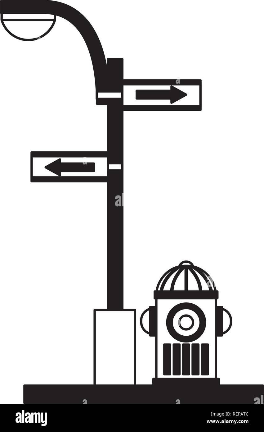 fire water hydrant light pole arrow traffic Stock Vector Image & Art ...