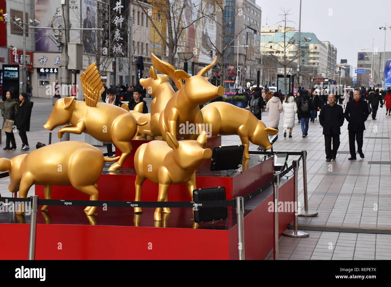 One thousand and eight golden inflatable air pigs designed by ...
