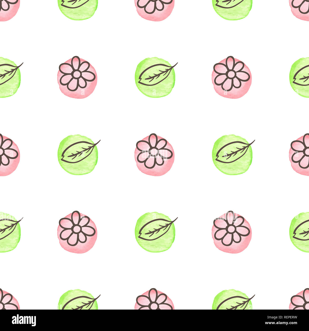 Hand drawn doodle spring floral seamless pattern with flowers, leaves ...