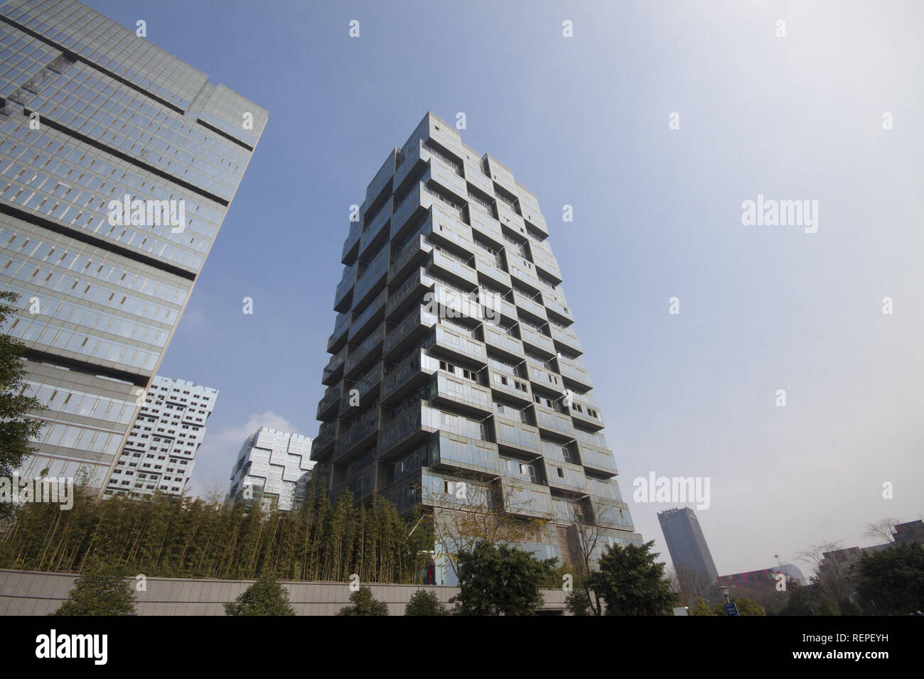 A residential building looks like made of containers in southwest China ...