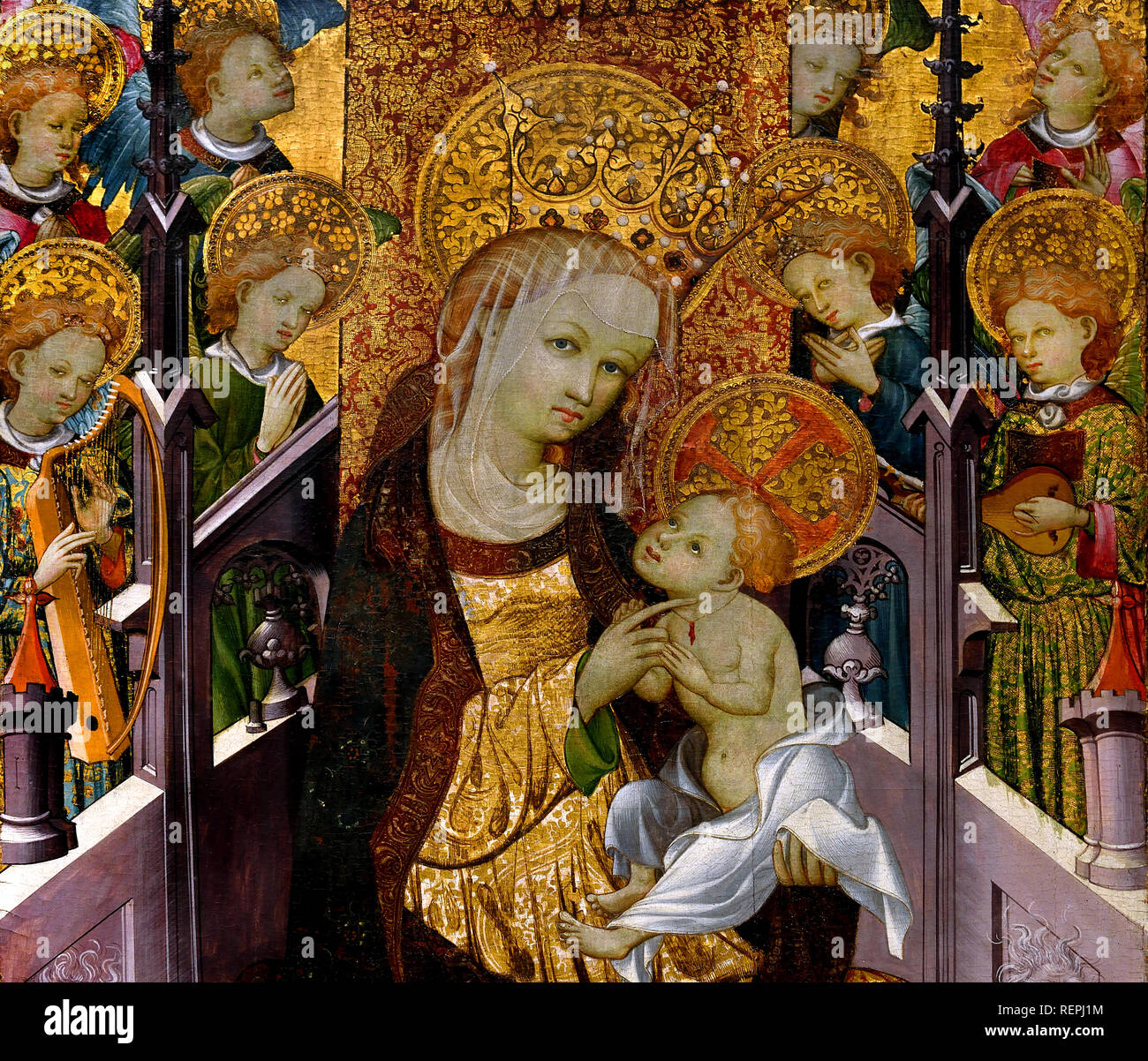 The Virgin and Child surrounded by angels 1430 Master of BURGO DE OSMA ...