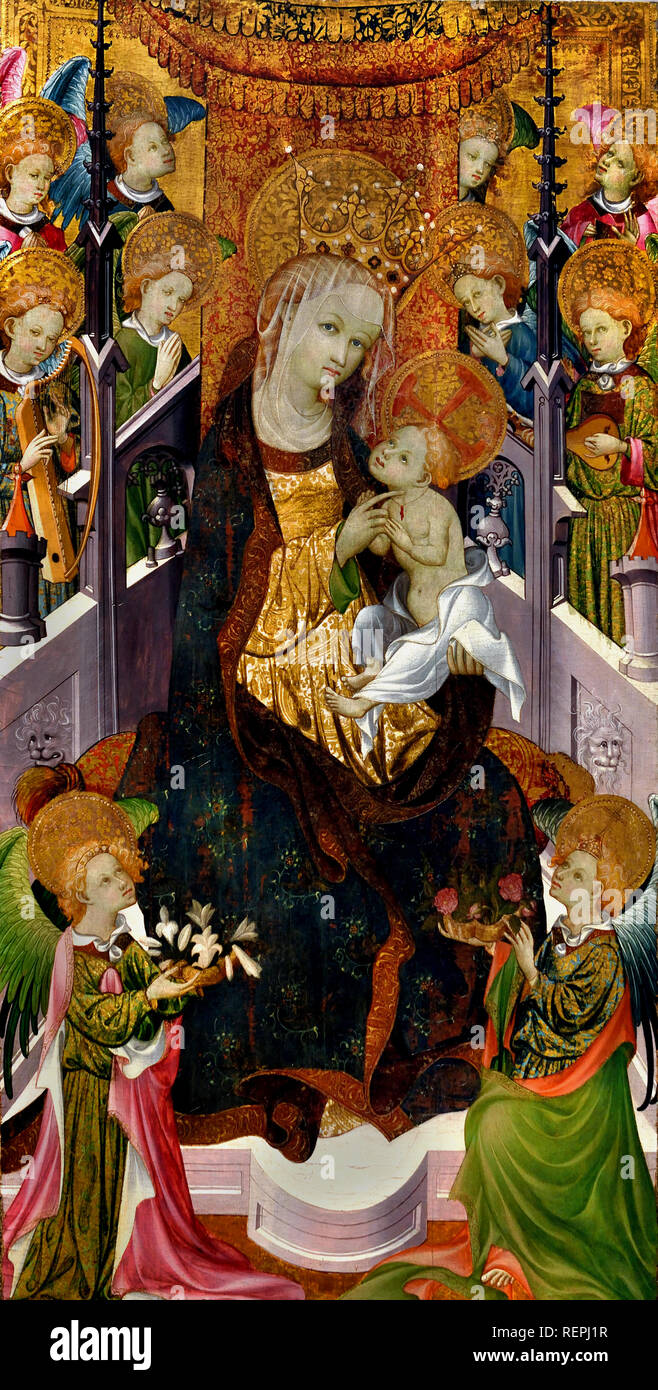 The Virgin and Child surrounded by angels 1430 Master of BURGO DE OSMA ...