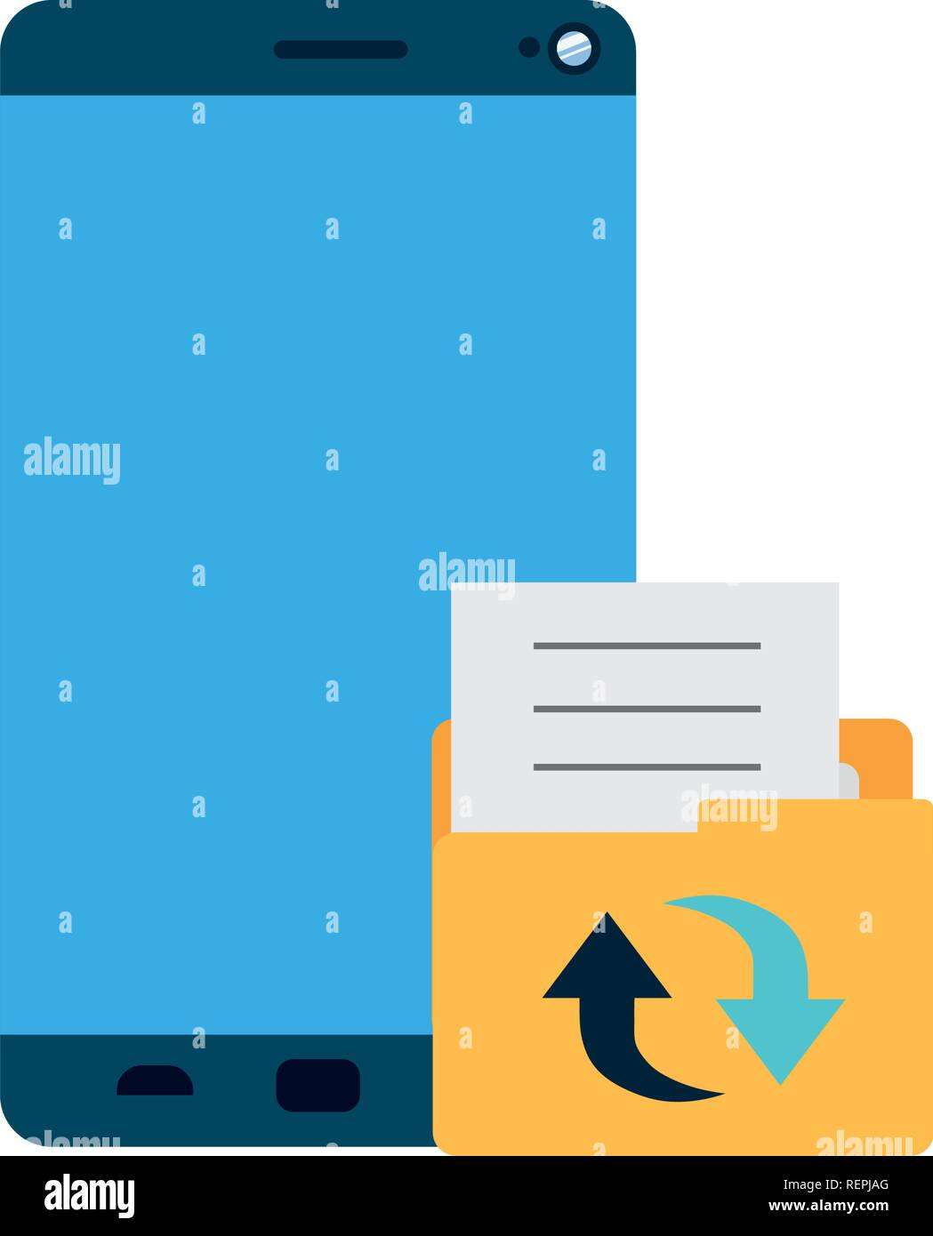 screen smartphone with folder files isolated icon Stock Vector Image ...