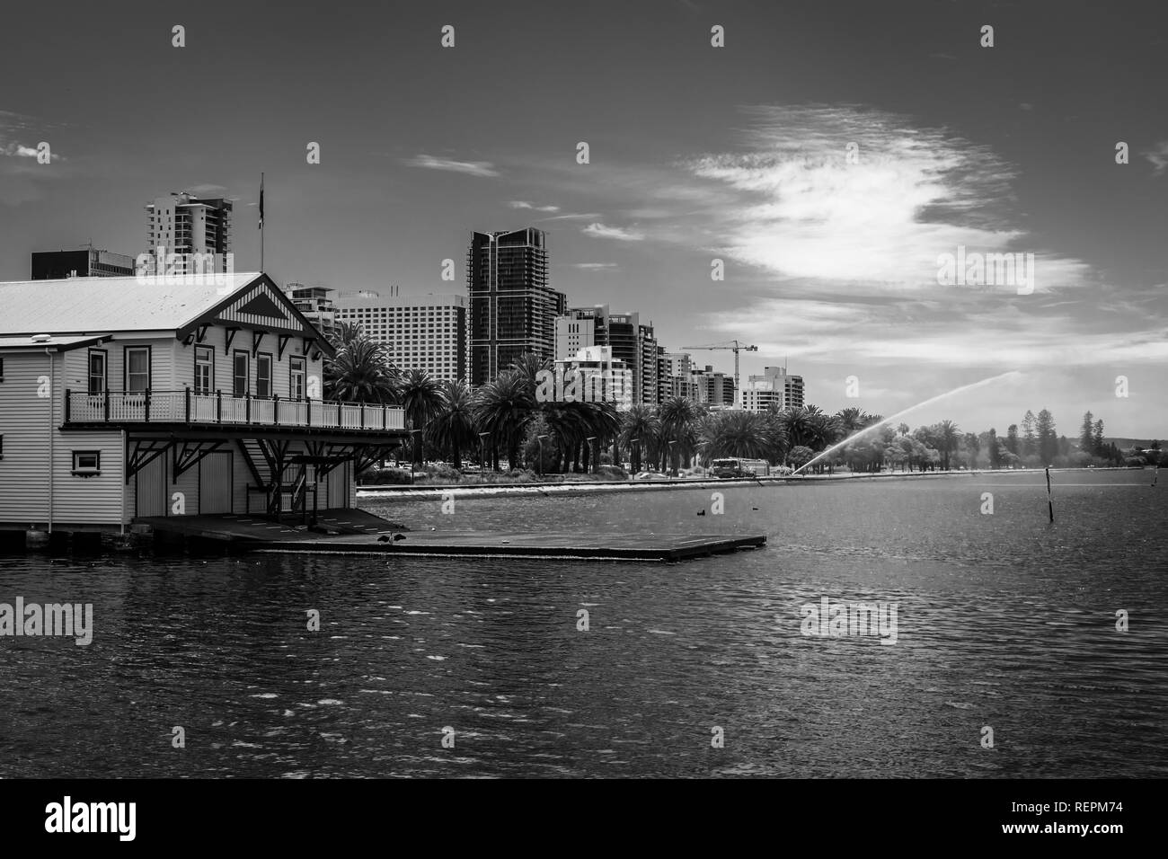 Perth seen from Elizabeth key including house of West Australian Rowing ...