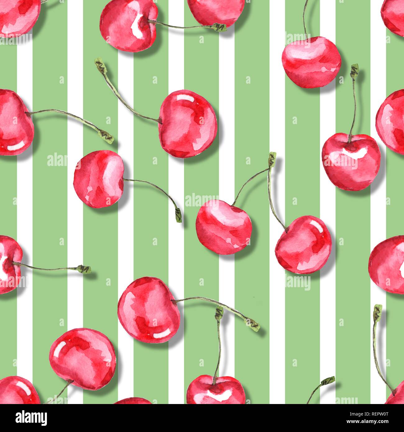 Cherry watercolor hi-res stock photography and images - Alamy