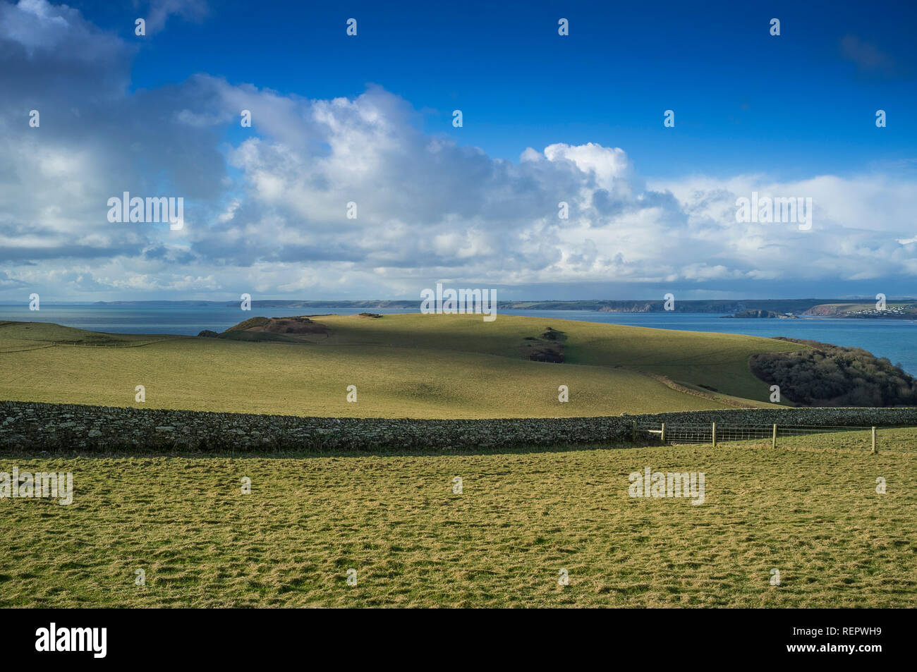 View of Bolt Tail on a winter's afternoon, South Hams, Devon, UK Stock ...