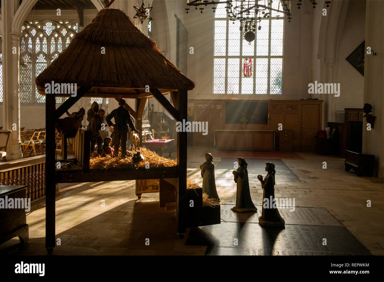 Thaxted Church, Thaxted Essex. January 2019. Three Kings or wise men at ...