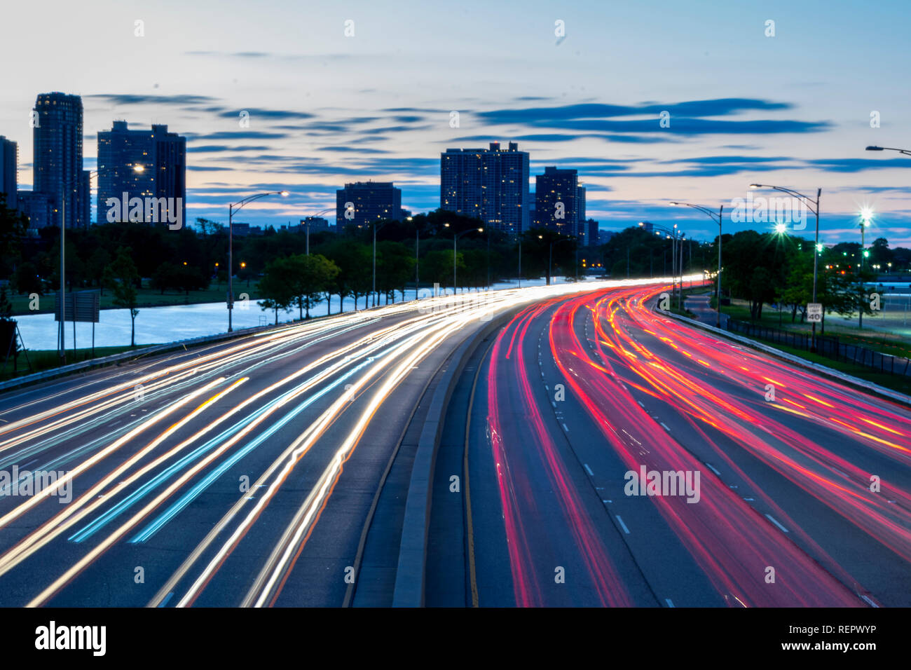 Lake shore drive night hi-res stock photography and images - Alamy