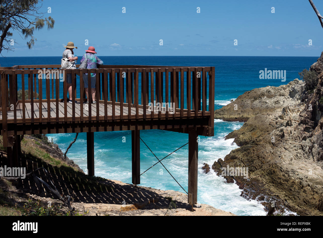 People on a viewing platform at North Gorge Walk, Point Lookout, North ...