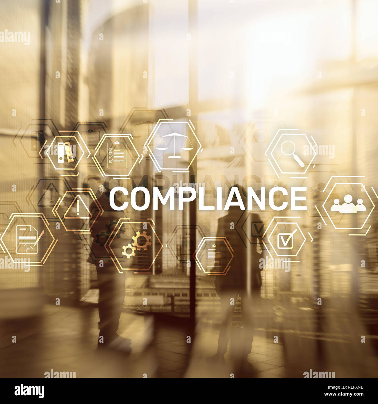 Compliance diagram with icons. Business concept on abstract background ...