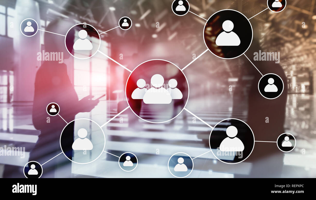 HR - Human resources management concept on blurred business center ...