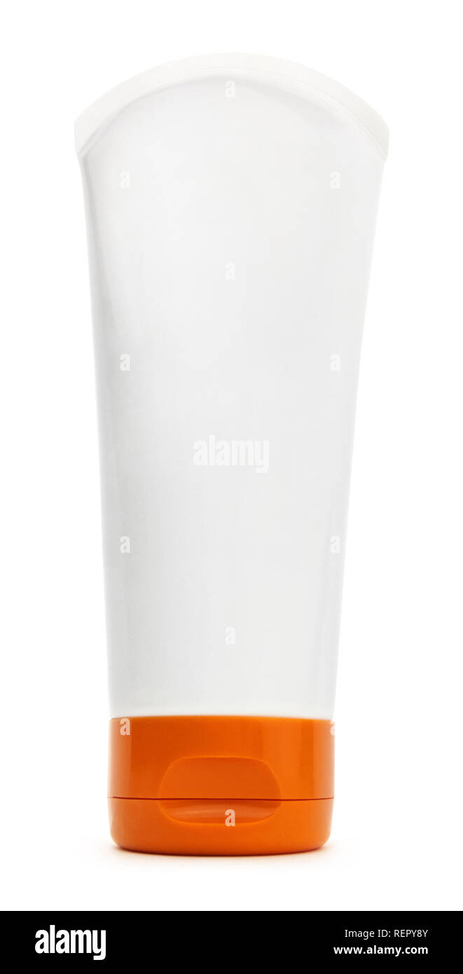 Isolated white plastic tube container bottle on a white background ...