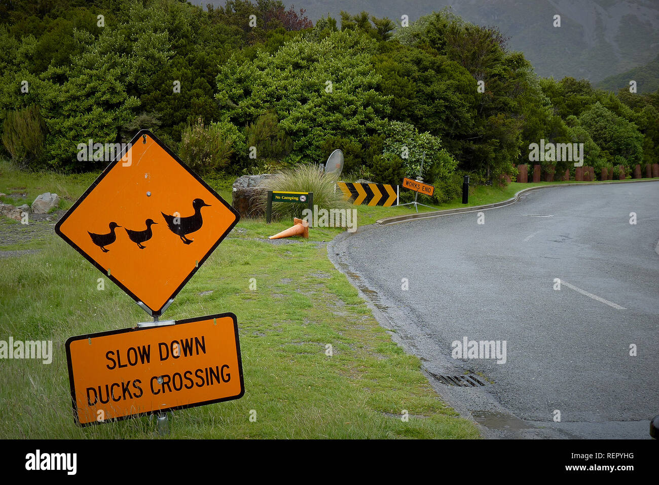 Duck crossing road sign hi-res stock photography and images - Alamy