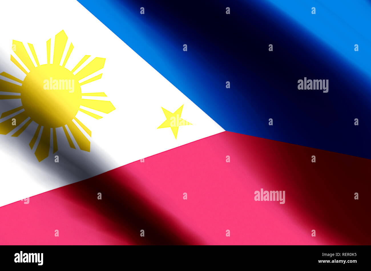 Philippines stylish waving and closeup flag illustration. Perfect for ...
