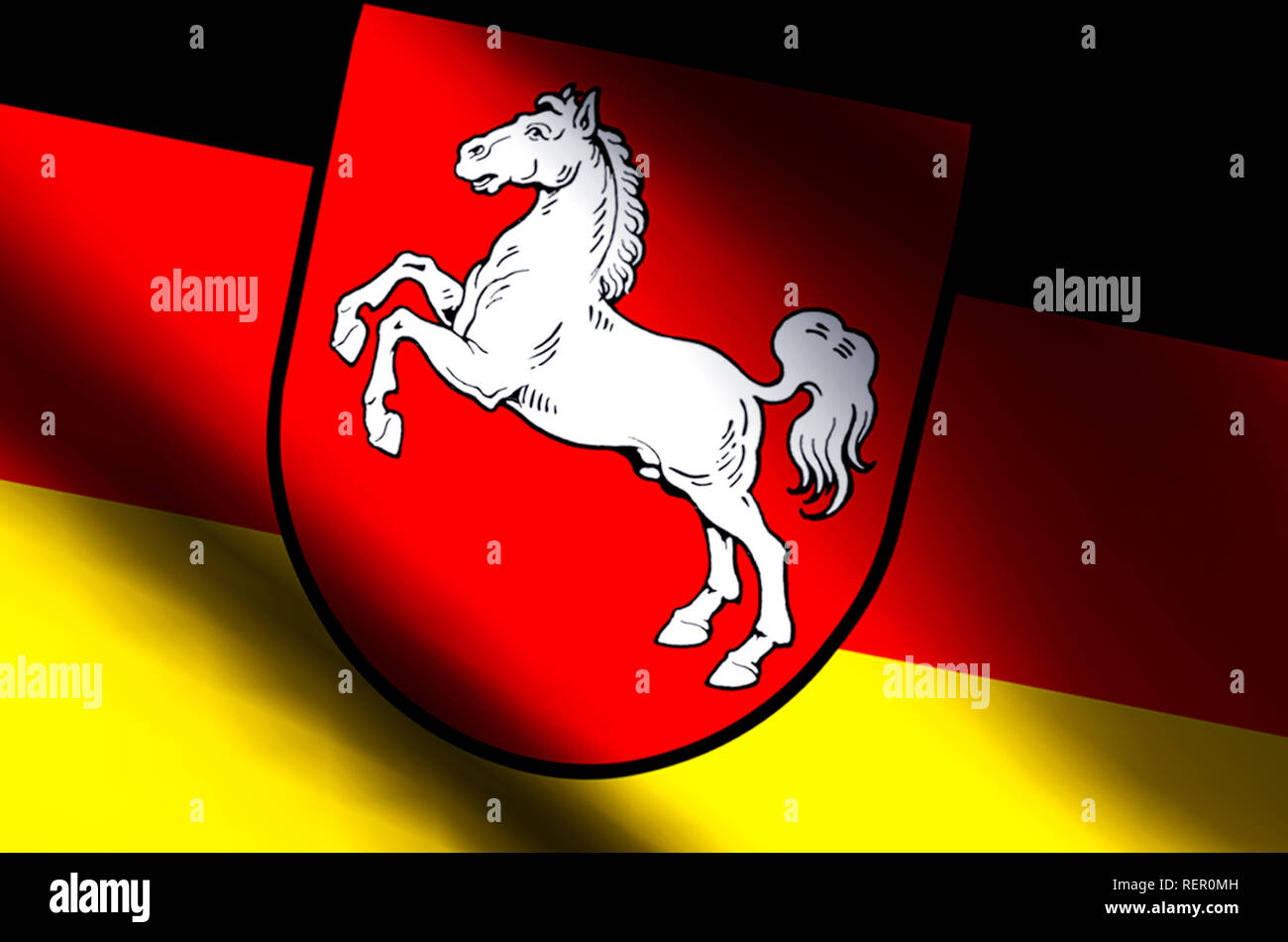 Lower Saxony stylish waving and closeup flag illustration. Perfect for ...