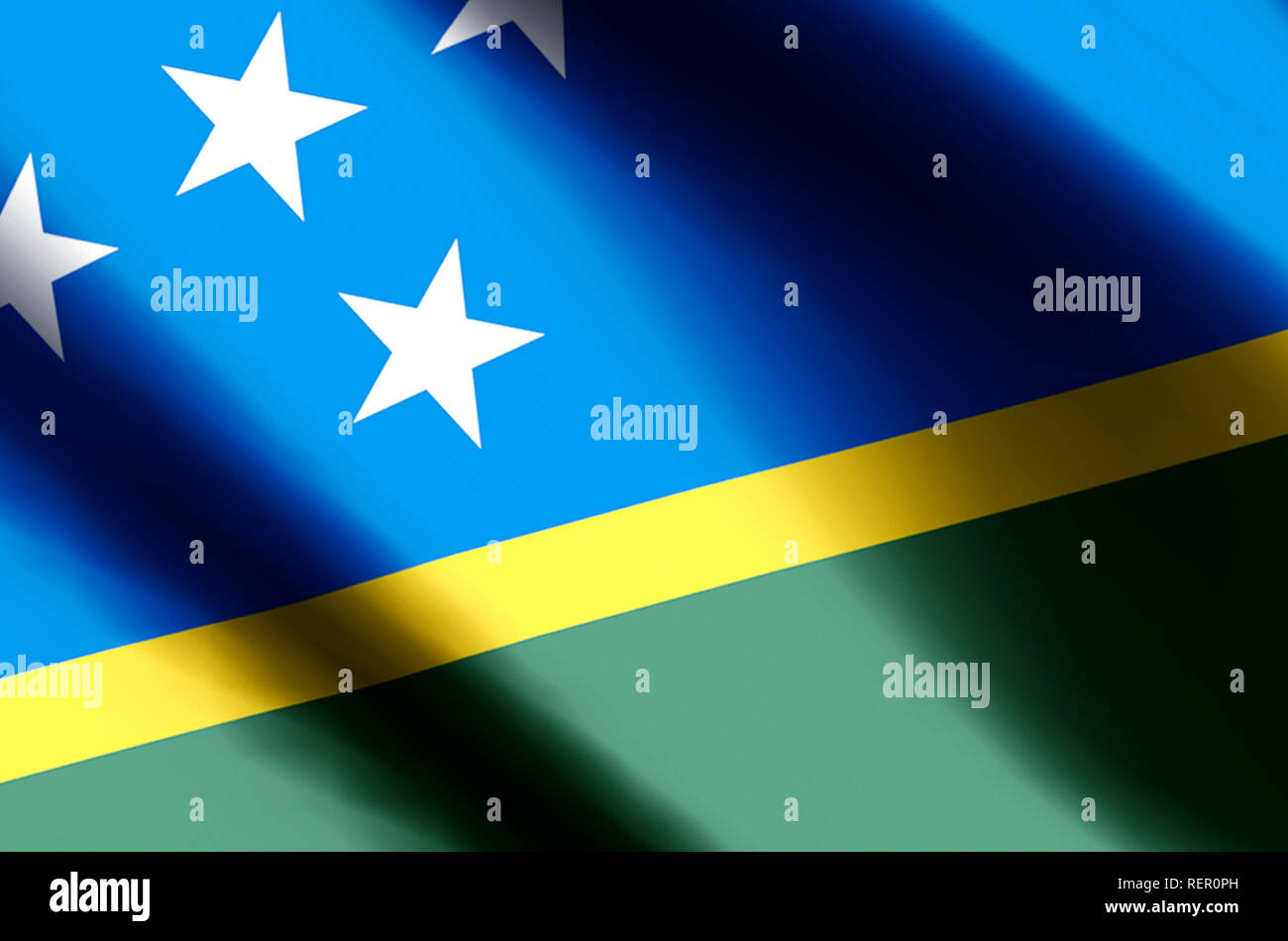 Salomon Islands stylish waving and closeup flag illustration. Perfect ...