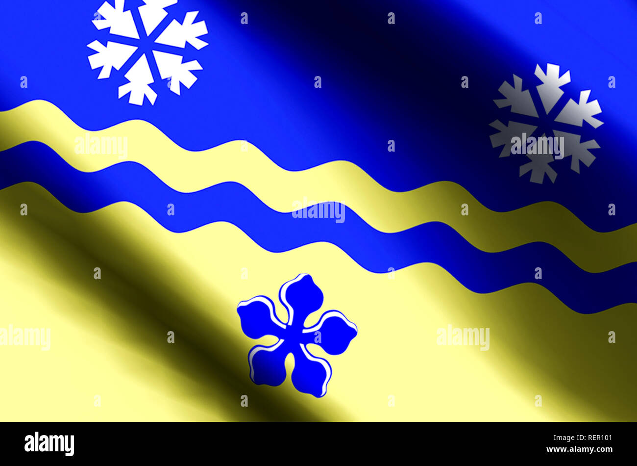 Prince George British Columbia stylish waving and closeup flag ...