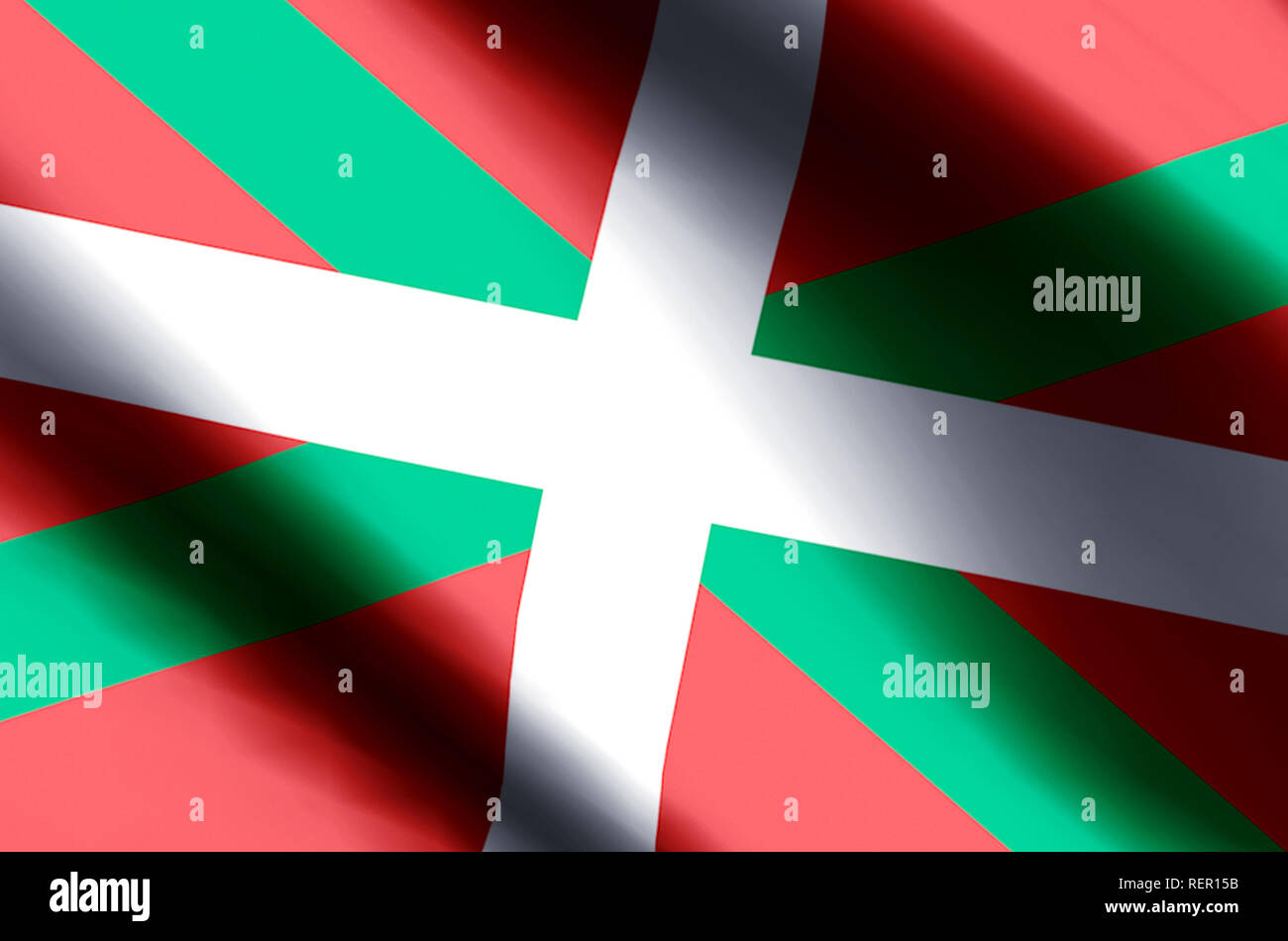 Basque Country stylish waving and closeup flag illustration. Perfect ...