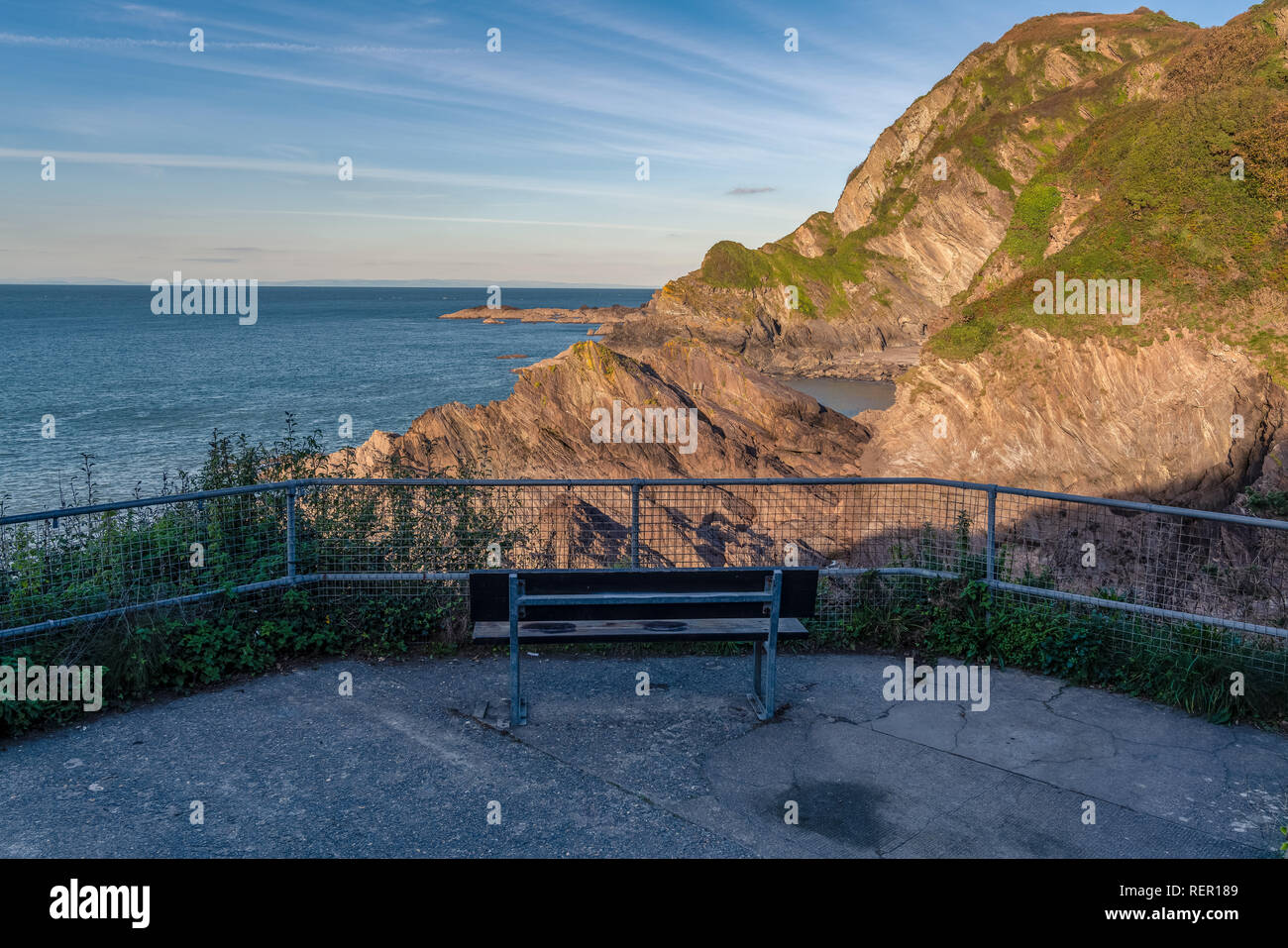 Rocky cove with bench hi-res stock photography and images - Alamy