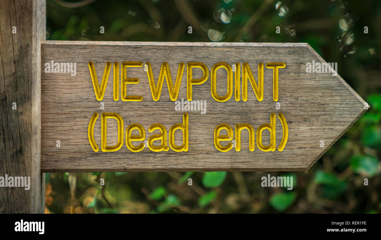 Sign: Viewpoint (Dead End), seen near Ilfracombe, Devon, England, UK ...