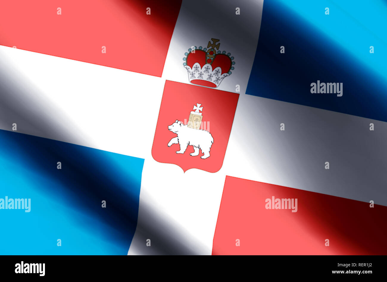 Perm stylish waving and closeup flag illustration. Perfect for ...