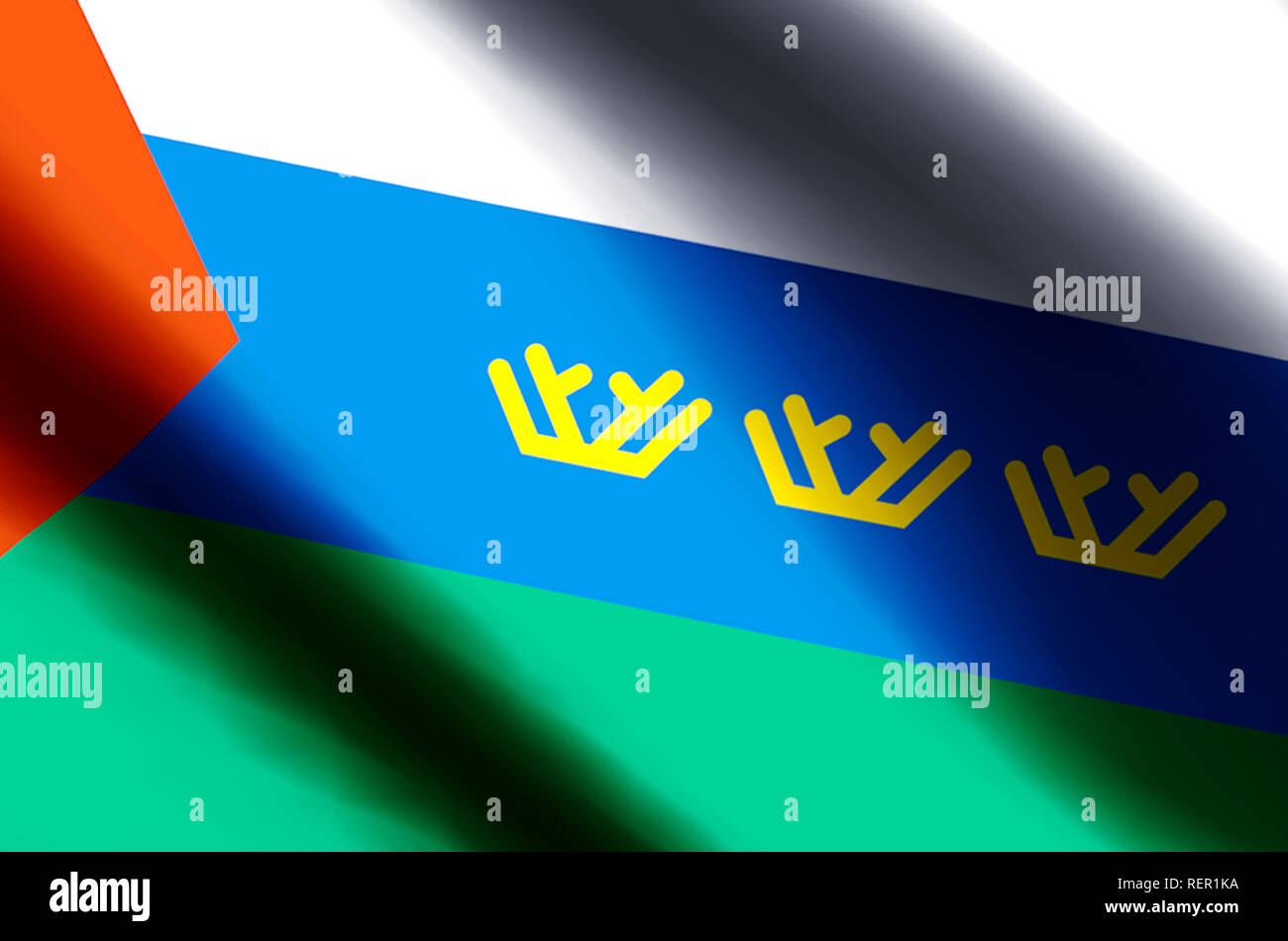 Tyumen stylish waving and closeup flag illustration. Perfect for ...