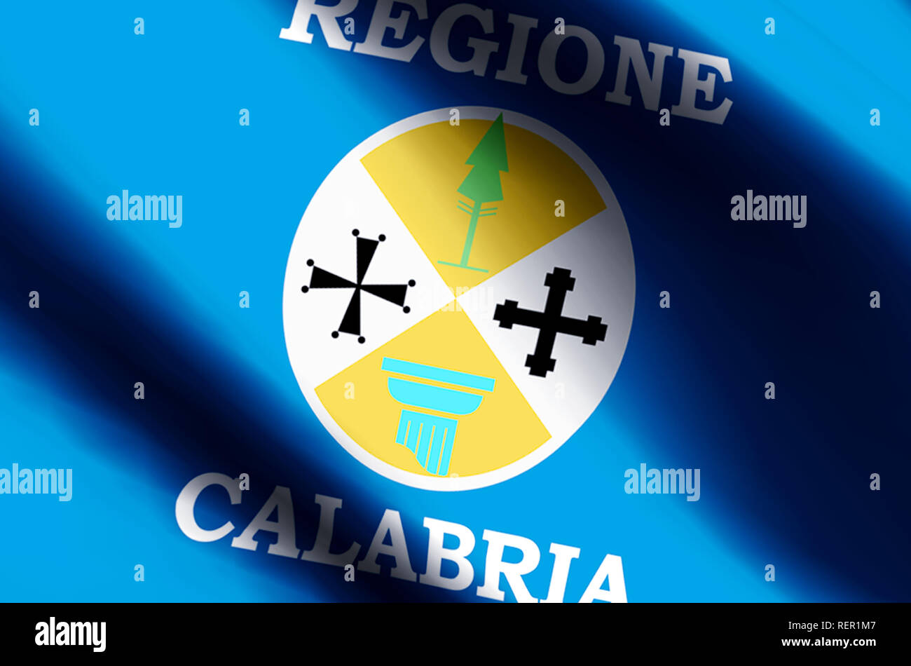 Calabria stylish waving and closeup flag illustration. Perfect for ...