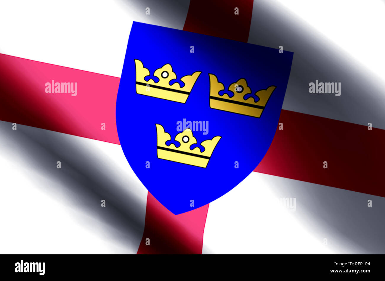 East Anglia stylish waving and closeup flag illustration. Perfect for ...