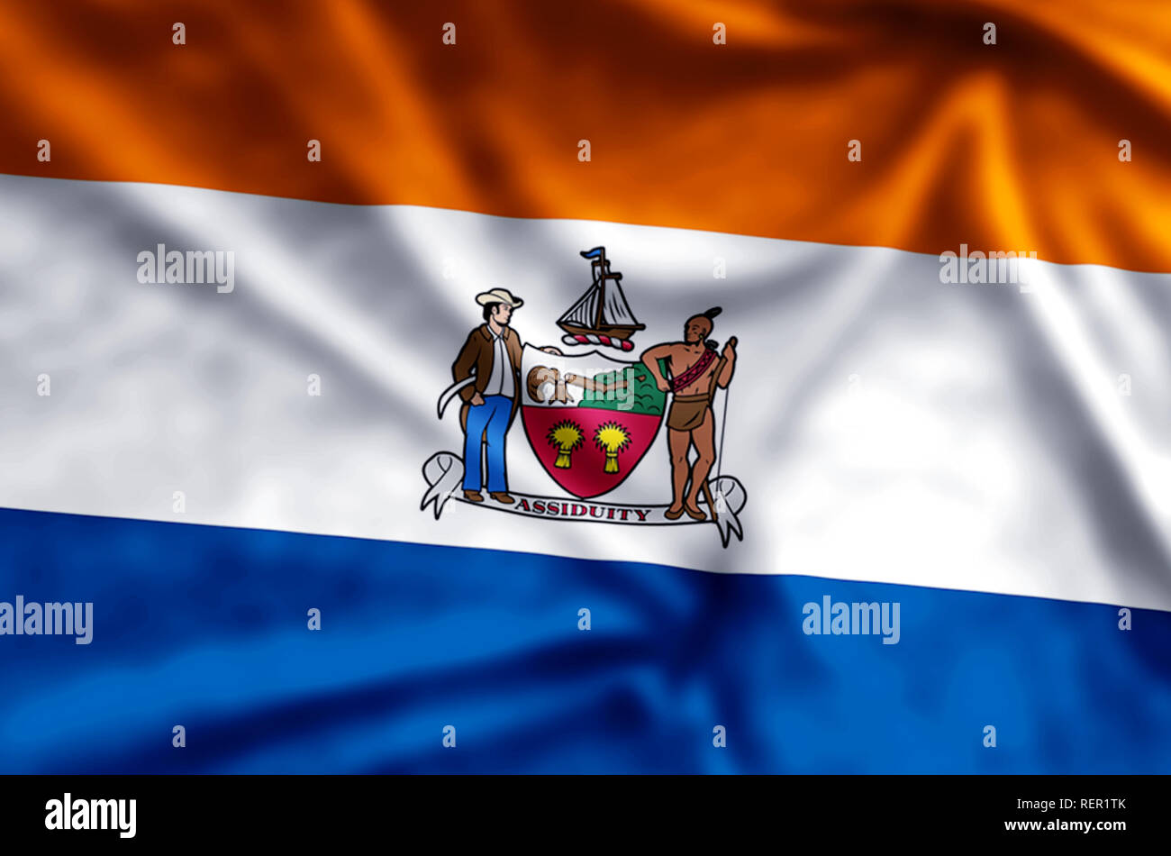 Albany New York stylish waving and closeup flag illustration. Perfect ...
