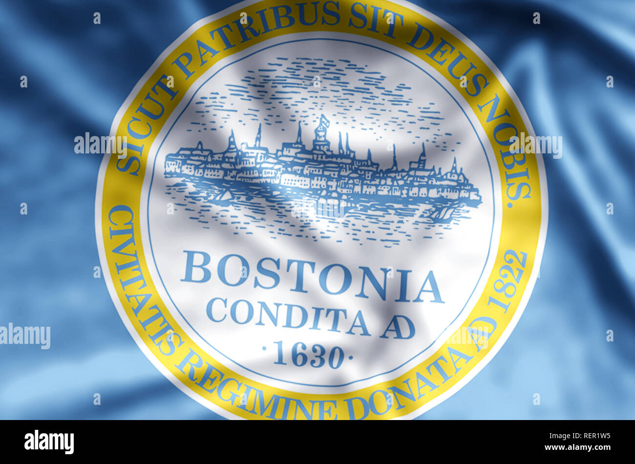 Boston stylish waving and closeup flag illustration. Perfect for ...