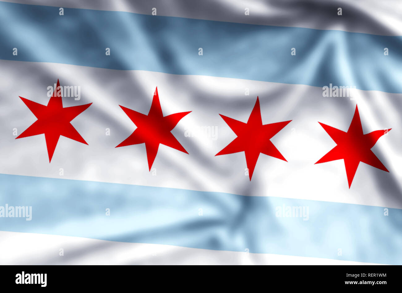 Chicago stylish waving and closeup flag illustration. Perfect for ...