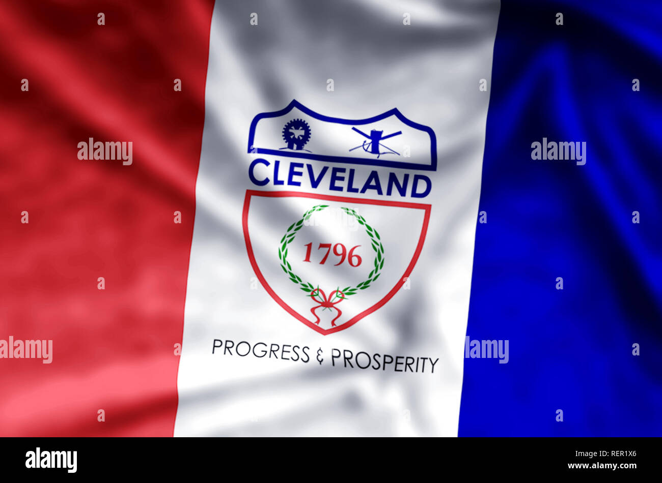 Cleveland stylish waving and closeup flag illustration. Perfect for ...