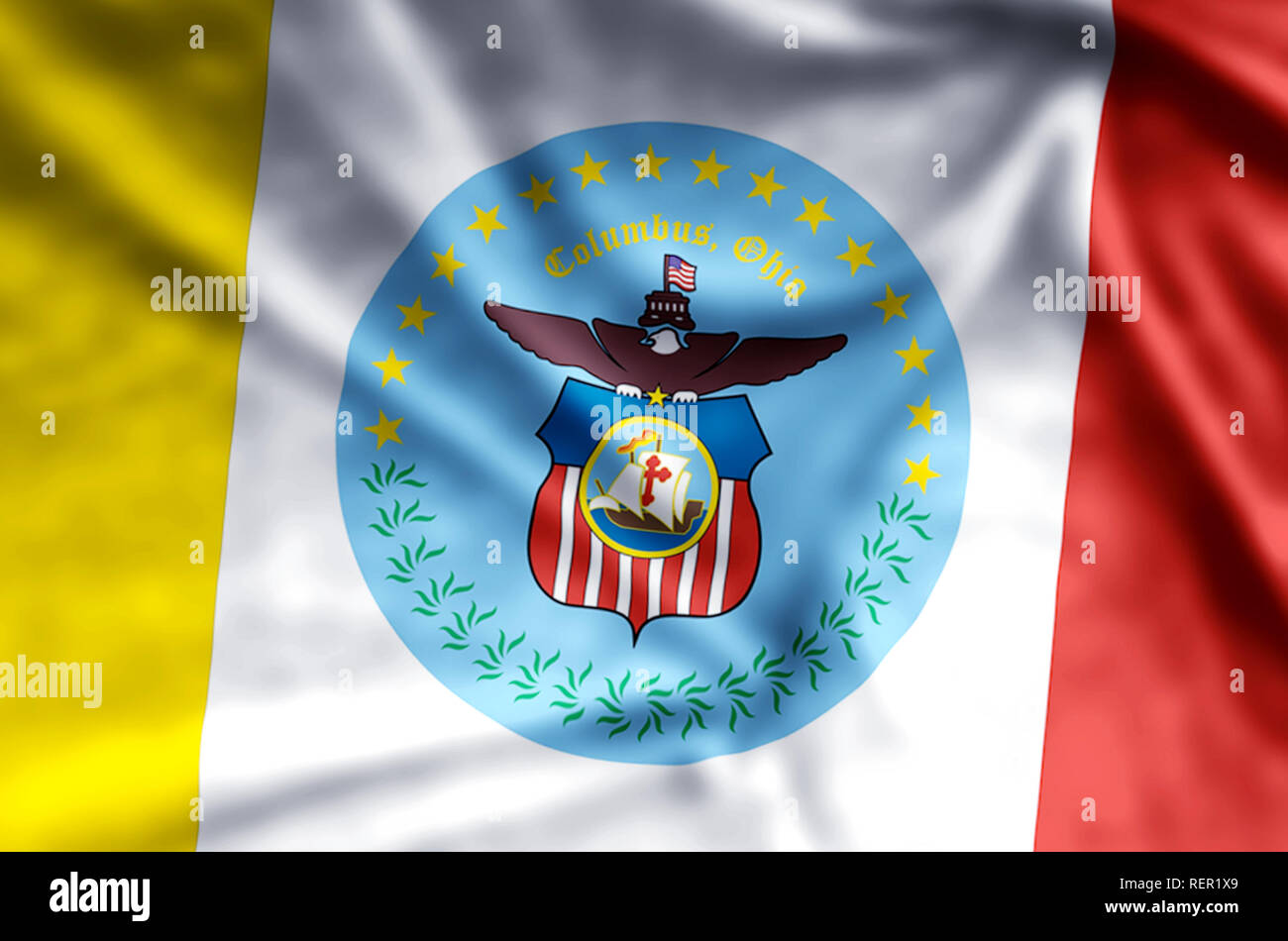 Columbus Ohio stylish waving and closeup flag illustration. Perfect for ...