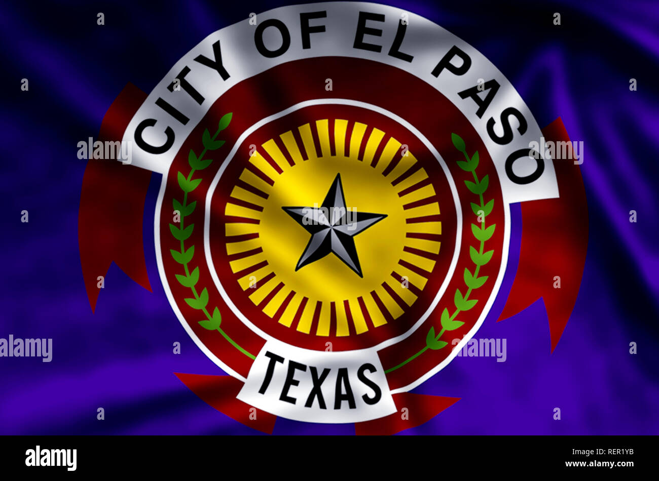 El Paso Texas stylish waving and closeup flag illustration. Perfect for ...