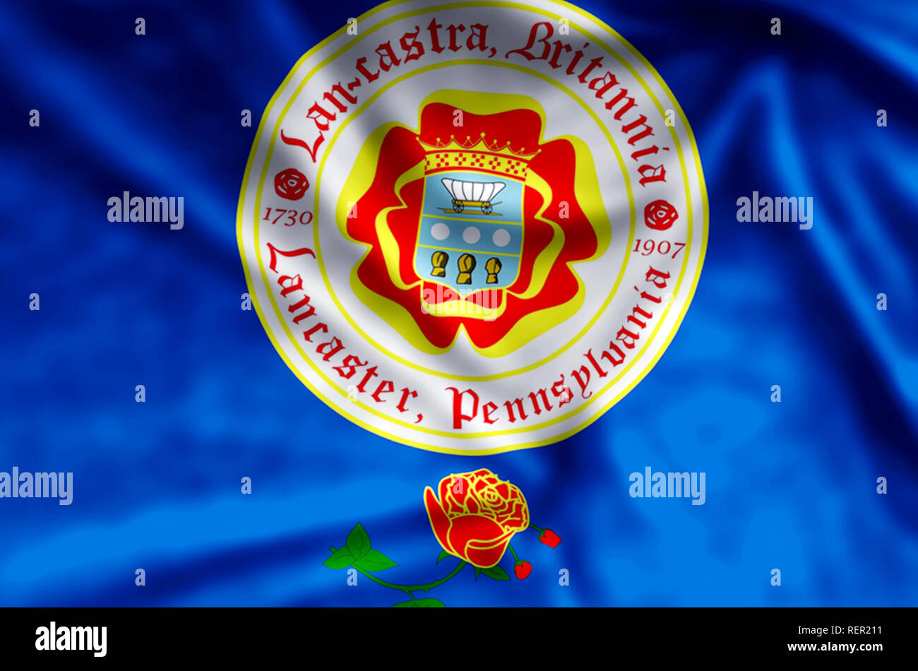 Lancaster Pennsylvania stylish waving and closeup flag illustration ...