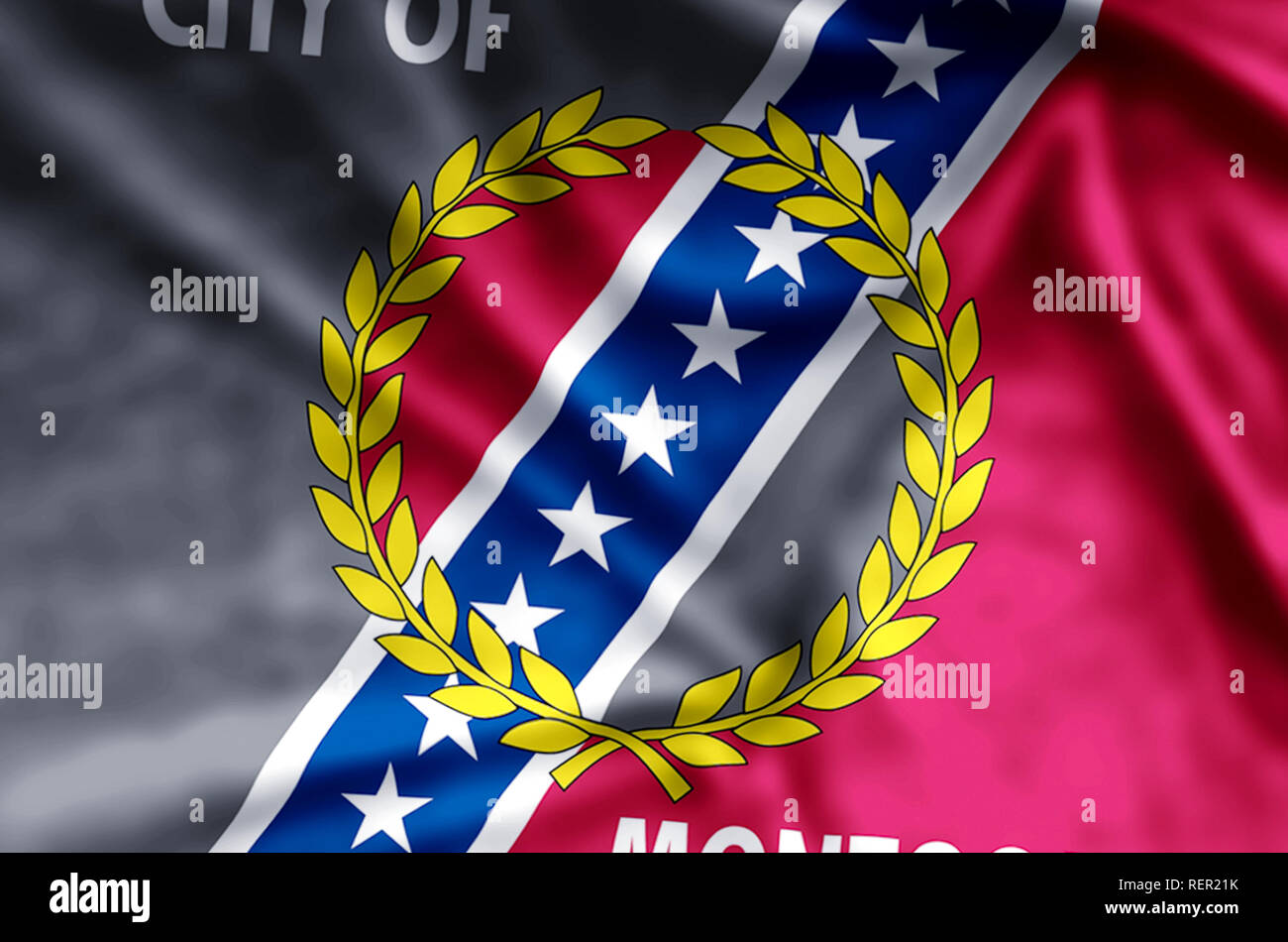 Montgomery Alabama stylish waving and closeup flag illustration ...