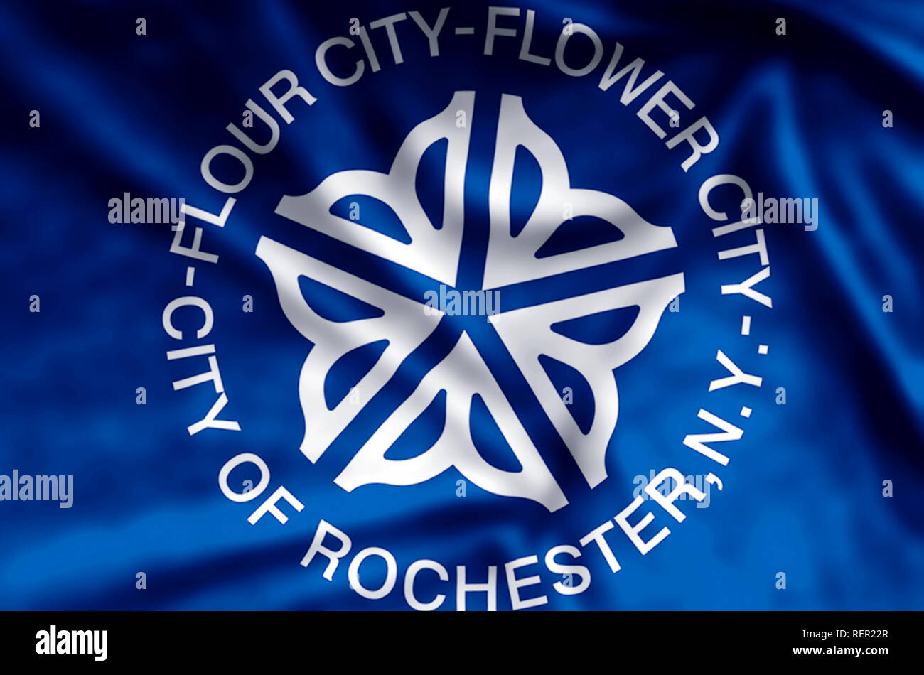 Rochester New York stylish waving and closeup flag illustration ...